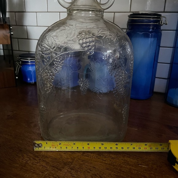 Other | Rare Vintage Double Handled Grape And Vine Embossed Clear Glass ...